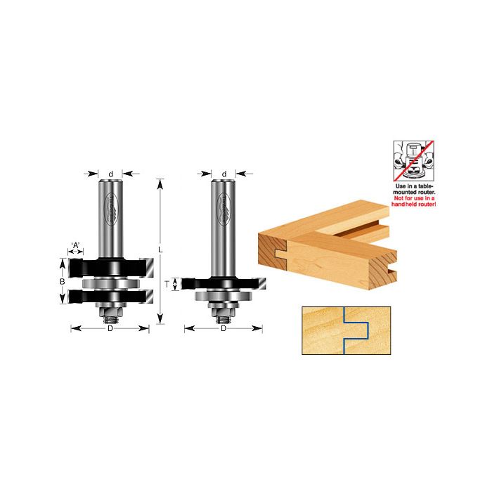2pcs 1/4" 1/2" Shank Blades T Type Tongue Groove Router Bit Set ...