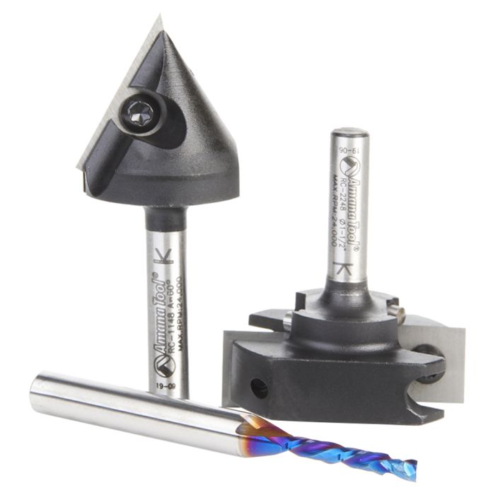 Amana Tool AMS-268 1/4" 3 Piece General Purpose CNC Router Bit Set ...