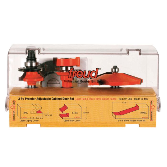 Freud 97 250 Premier Adjustable Cabinet Router Bit Set burnstools