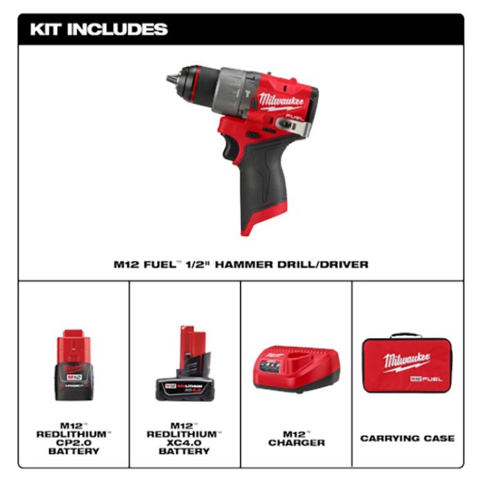 Milwaukee 3404 22 M12 Fuel 1 2 12V Lithium Ion Cordless Hammer Drill Driver Kit burnstools
